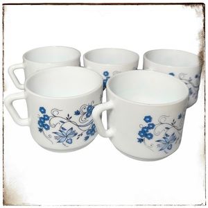 Arcopal | Dining | Arcopal Mugs X5 Stacking White Blue Flowers Vintage ...